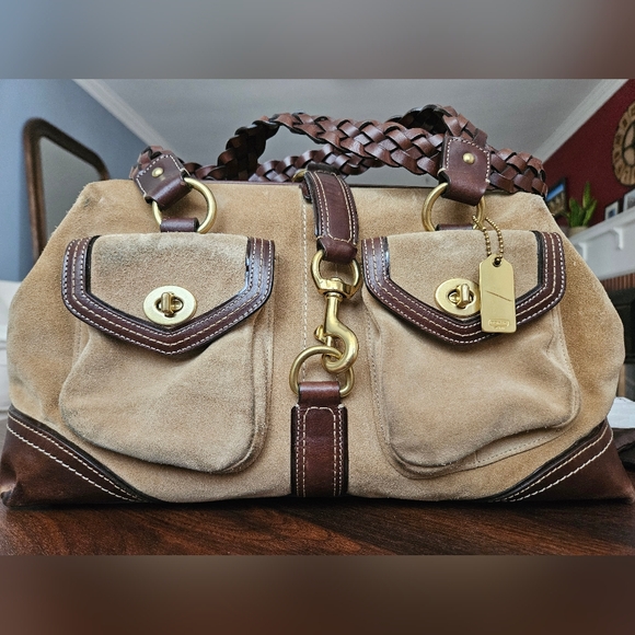 Coach | Bags | Coach Daphne Saddle Large Suede Leather Satchel | Poshmark
